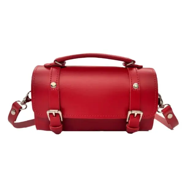 ZATCHELS Handmade Leather Bowler Bag - Red