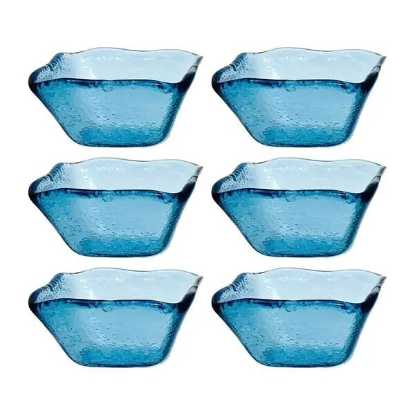 Turgla Home Glass Dinnerware Square Transparent Glass Ramekin Set Of Six - Blue