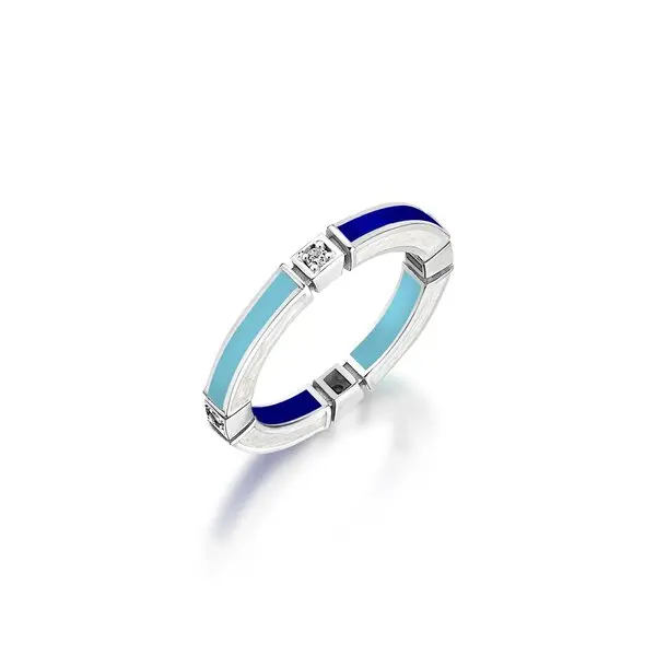 C|ND|N BY CANDAN BALTO Megaron & Blues Enamel Ring - Silver