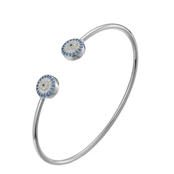 LIONESS BY TF Blue / Silver Blue Halo Cuff Bracelet Solid Sterling Silver, Rhodium-plated - Blue/silver