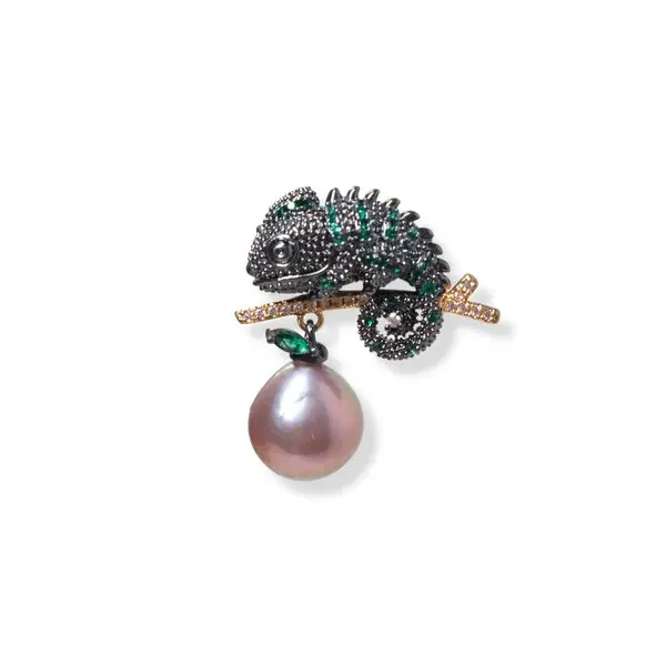 NINEMOO Chameleon Whisper Pearl Brooch - Black
