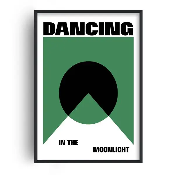 FANCLUB Green / Black Dancing In The Moonlight Retro Music Giclée Art Print A2 - Green/black
