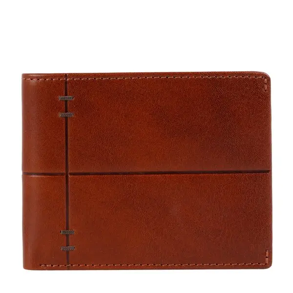 TIME RESISTANCE Cognac Leather Bifold Wallet Poetic Justice - Brown