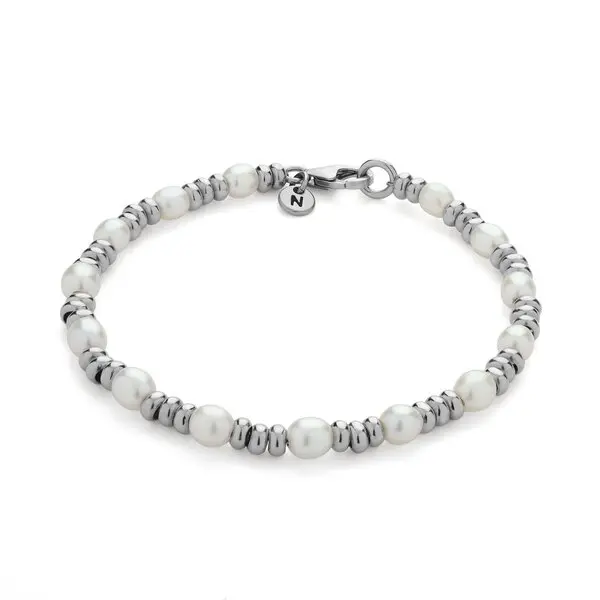 NELLOU JEWELLERY Ellen Gem Pearl Bracelet Sterling Silver - White