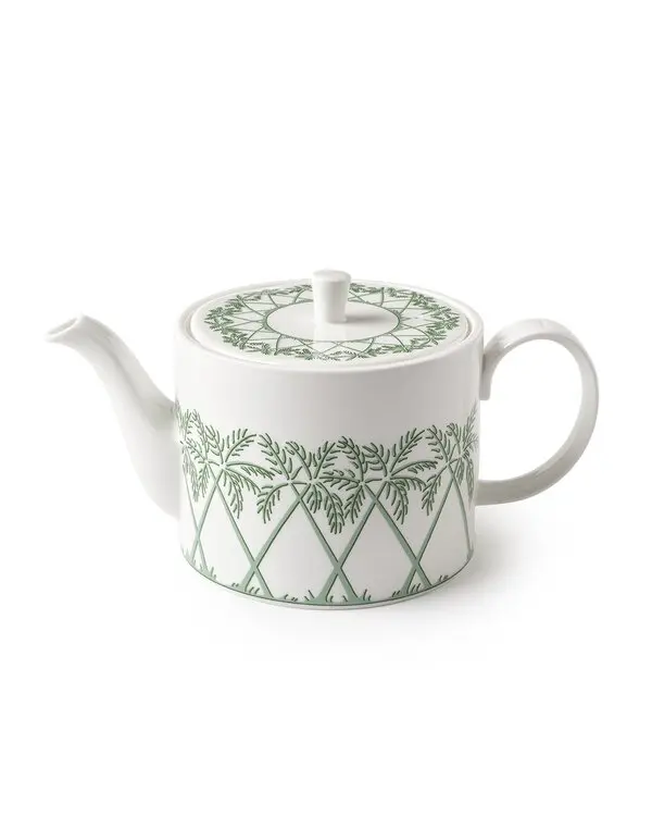 PINK HOUSE Fine Bone China Teapot Palms - Green