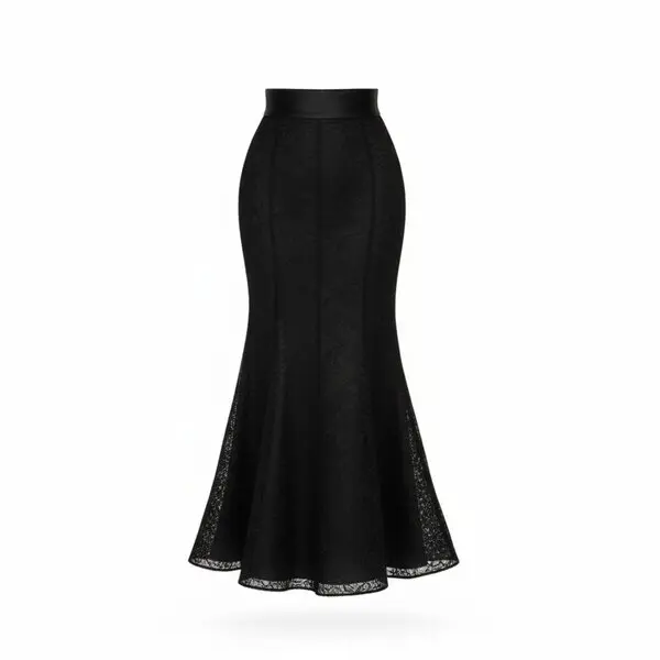 ELSAVA Lace Tailored Skirt - Black