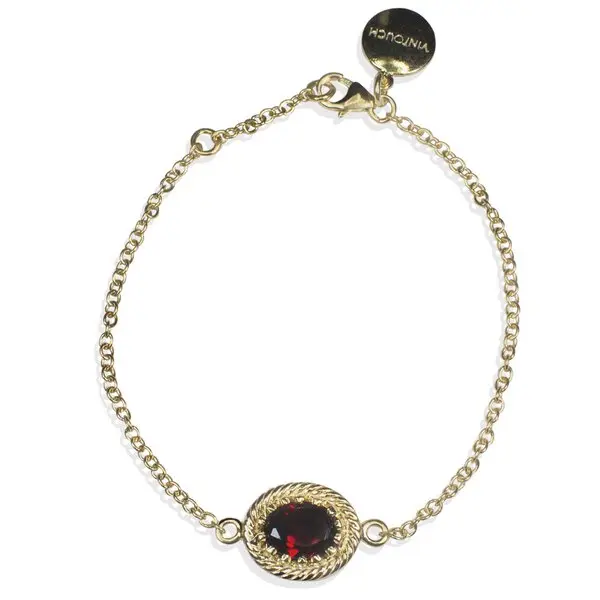 VINTOUCH ITALY Red / Gold Luccichio Gold Vermeil Garnet Bracelet - Red/gold