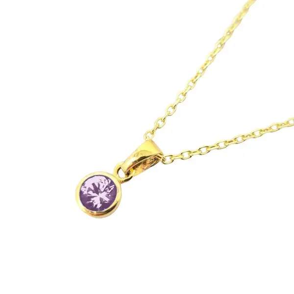 HARFI Mini Round Alexandrite June Birthstone Pendant Necklace - Gold