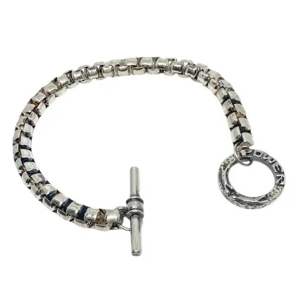 TG-JEWELLERY BY TAMARA GERVASIO Silver / Black ’s Sterling Silver Box Chain Bracelet With T-bar Clasp - Silver/black