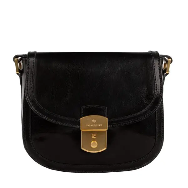 TIME RESISTANCE Leather Saddle Bag Secrets - Black