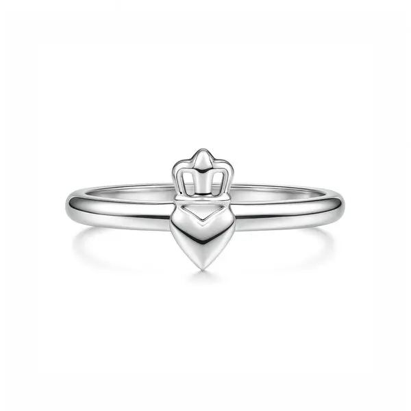 UNALOE Adjustable Ring With Crown And Heart In Sterling Handmade Italian Jewelry - Silver