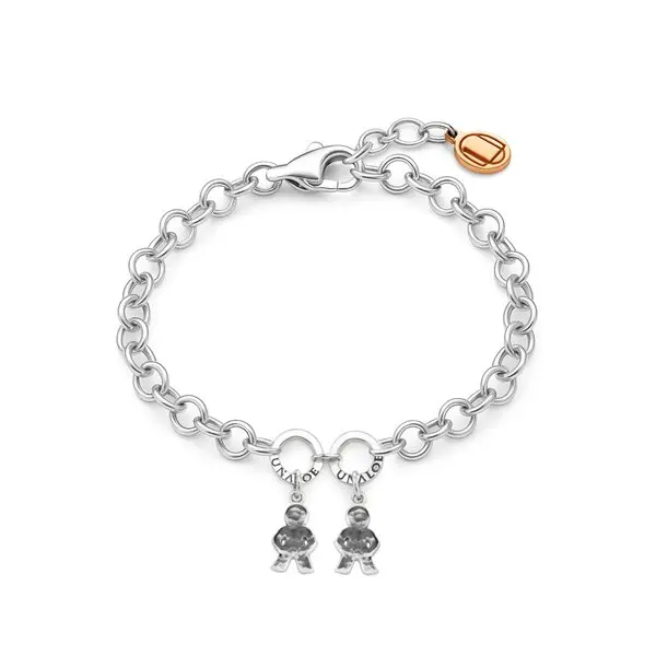 UNALOE Adjustable Sterling Bracelet With Two Child Charms - Silver