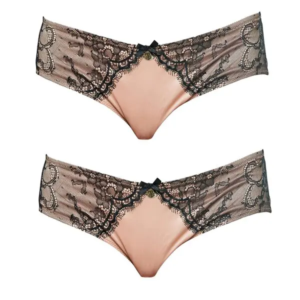 TALLULAH LOVE Neutrals / Two Chantilly Blush Briefs - Black