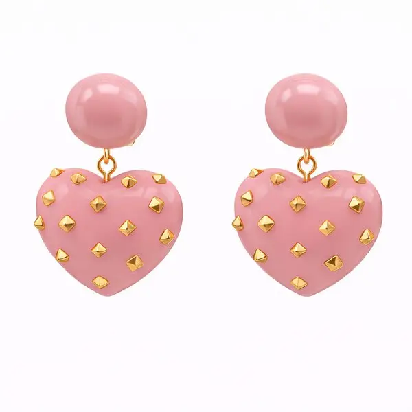 MICHAEL NASH JEWELRY Lavinia Rose Resin Studded Heart Drop Earrings - Pink
