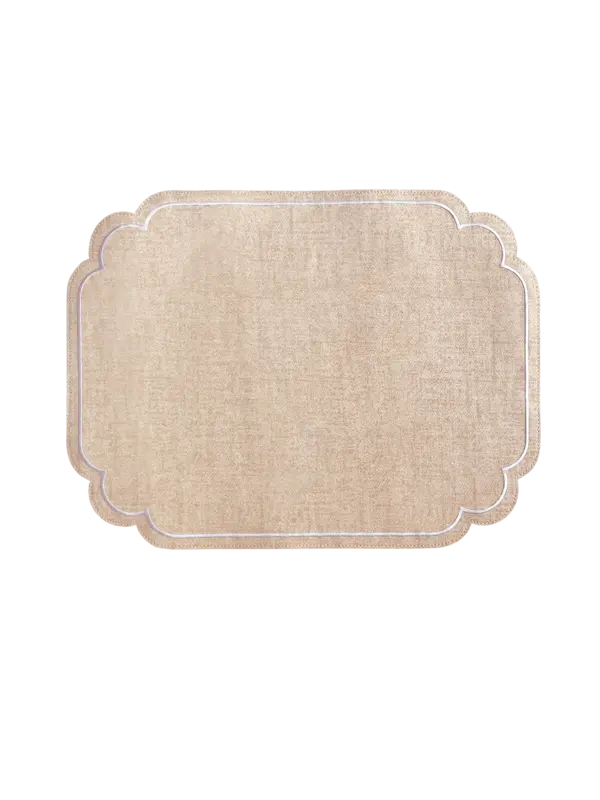 Twig New York Neutrals Lane Set Of Two Placemats Coral Linen - Orange