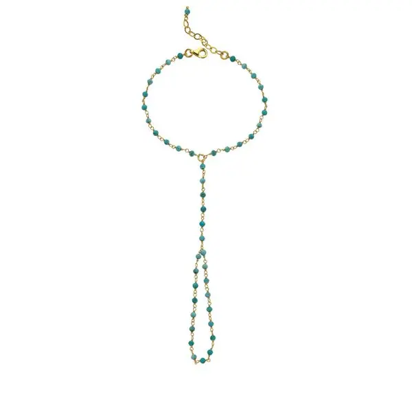 LINYA JEWELLERY Nomi Turquoise Sahmeran Hand Chain - Gold