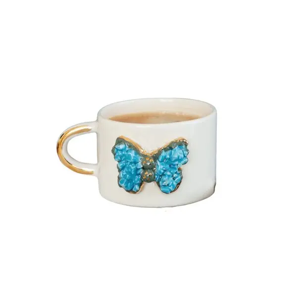 ANATOLIACRAFT Butterfly Handmade Ceramic Mug - Blue