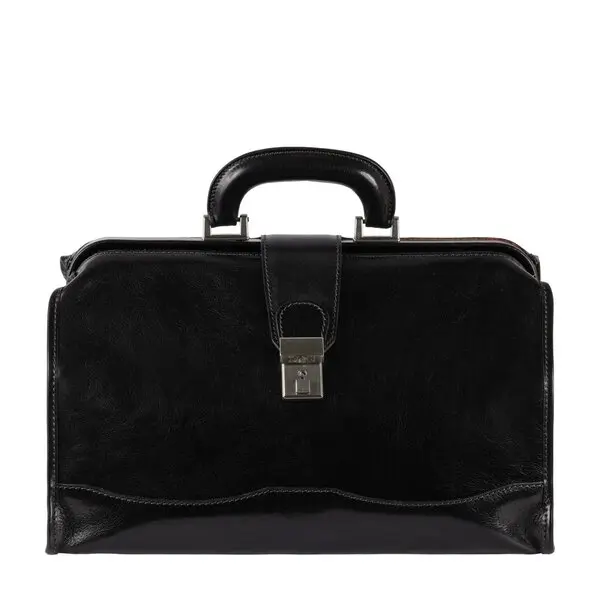 TIME RESISTANCE Small Leather Doctor Bag In David Copperfield - Black