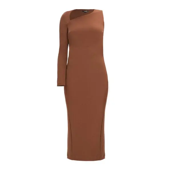 MONOSUIT Today Asymmetric One-sleeve Midi Dress - Brown