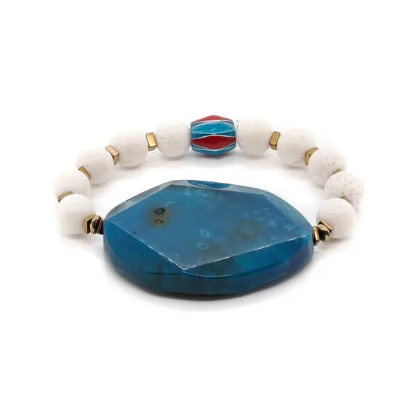 EBRU JEWELRY Blue / White / Red Blue Sky Chunky Beaded Bracelet - Blue/white/red