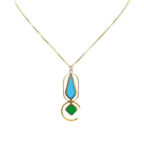 ARACHELI STUDIO Blue / Green Blue And Green Art Deco Necklace - Blue/green