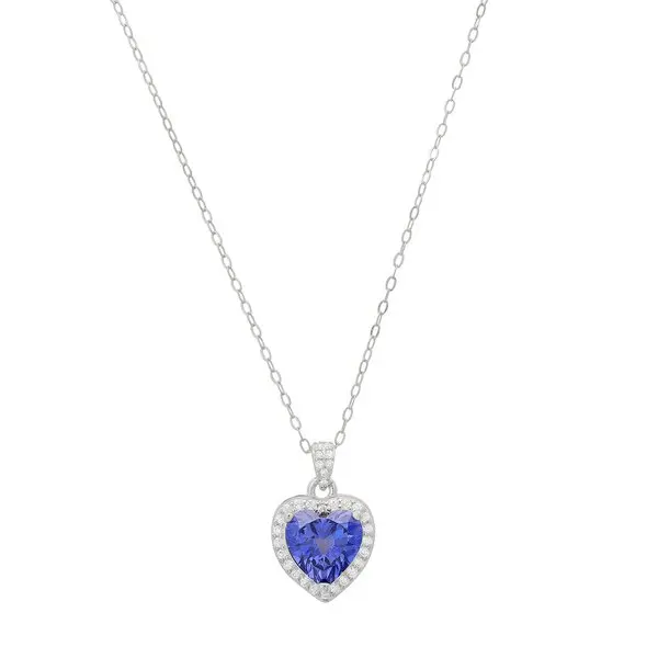KYLIE HARPER Sterling Heart-cut Tanzanite Halo Pendant Necklace - Silver