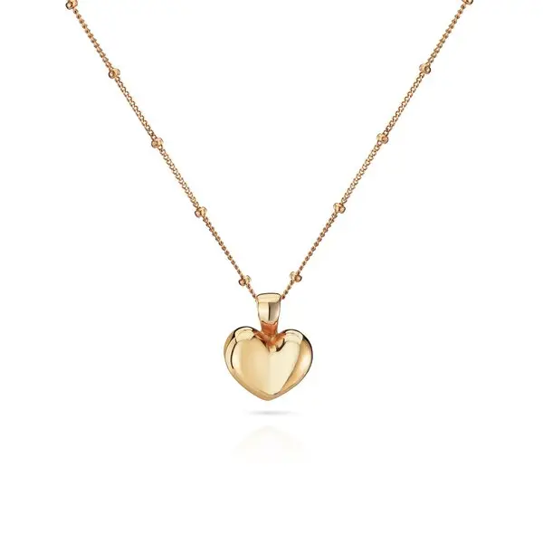 LULU AND BOO JEWELLERY Silver / Gold Solid Nine Carat Gold Necklace With Puffy Heart Pendant - Silver/gold