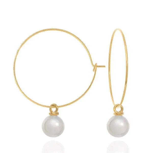 C.J.M Pearl Hoops - Gold