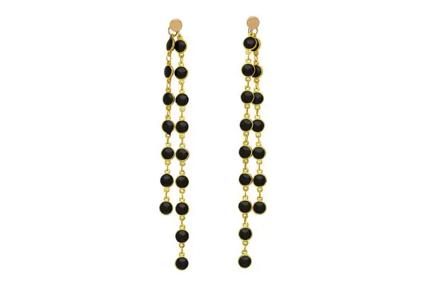 REJECTED HEARTS CLUB Love Story Double Sided Dangle Lentil Beaded Chain Earrings - Black