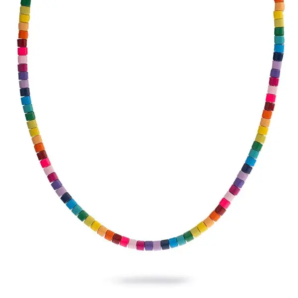 EBRU JEWELRY Rainbow Vibes Ceramic Bead Necklace Multicolor - Blue