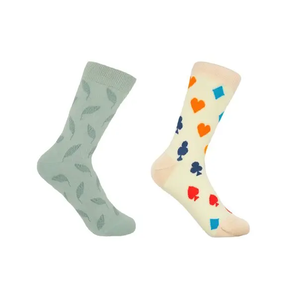 PEPER HAROW - MADE IN ENGLAND Leaf Mint & Royal Flush Beige Socks Bundle - Blue