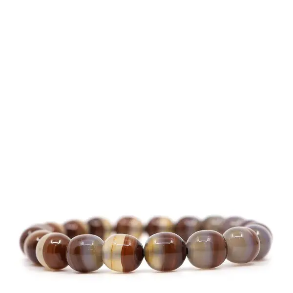 SHAR OKE Banded Agate Beaded Bracelet - Brown