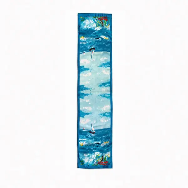 NUVV COLLECTION Ocean Art Silk Scarf - Blue