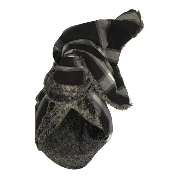 ROMER MILLINERY Twisturban Turban In Faux Fur And Cotton Flannel - Grey