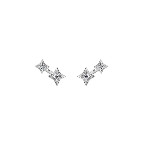 BLOOMTINE | EARTH ANGEL HQ Illuminess™ Mini Sterling Shooting Star Studs - Silver