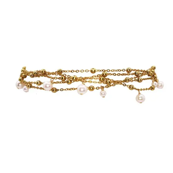MARQUISE SWIM White / Blue Necklace Orangerie Pearl & Gold White - White/blue
