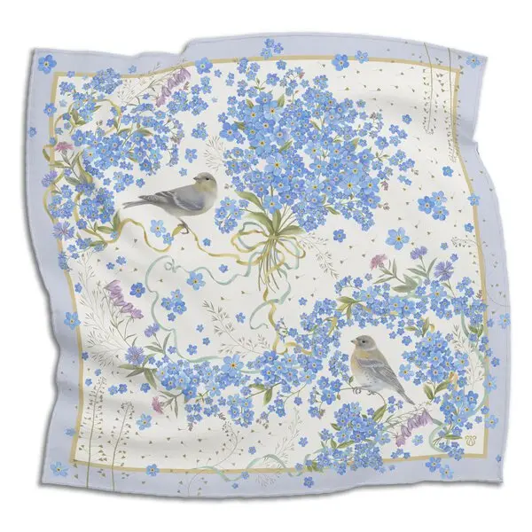 SILK&SOUL Light Forget Me Not Silk Scarf - Blue