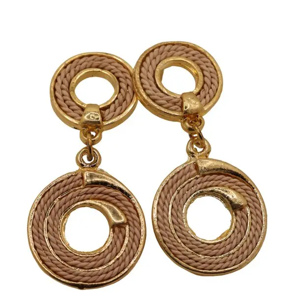 NART NATURE MAKING ART Neutrals / The Double Round Buriti Natural Fiber Earrings - Gold