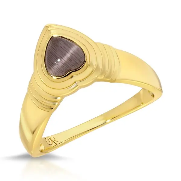 GLAMROCKS JEWELRY Heart Of Stone Ring Black - Gold