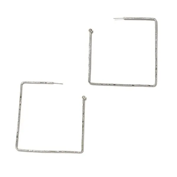 JAREDJAMIN Squaretastic Hoop Post Earrings - Silver