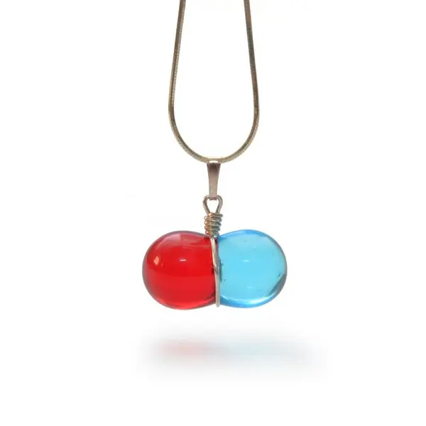 LAURA DAILI Blue / Red / Silver Fire & Water Harmony Glass Pendant - Blue/red/silver