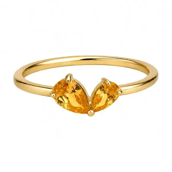 BELINDA JEWELZ Citrine Heart Toi Et Moi Birthstone Ring - Orange