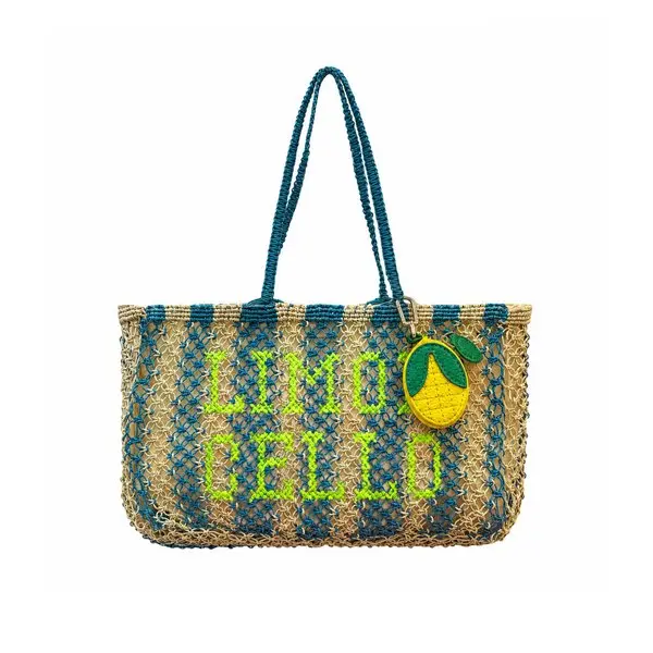 LILLY LOVES Limonchello Jute Bag With Charm - Blue