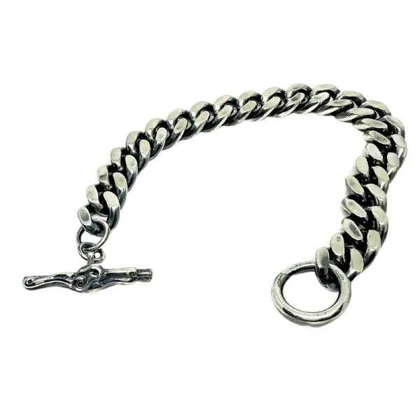 TG-JEWELLERY BY TAMARA GERVASIO Silver / Black Celtic Dog Curb Chain Bracelet In Polish And Oxide Sterling Silver - Silver/black