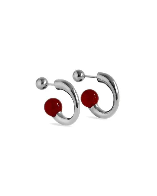 GEM ISLAND Red / Silver Teresa Silver Earrings - Red/silver