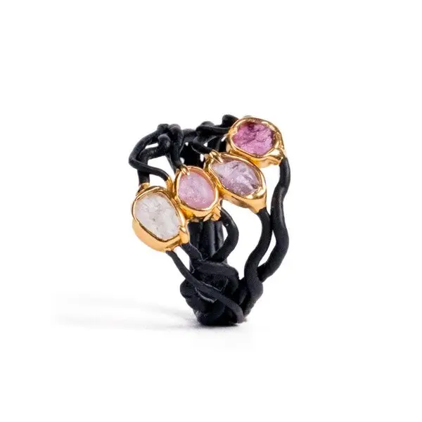 GERMAN KABIRSKI Damid Iconic Design Ring With Mixed Raw Gemstones