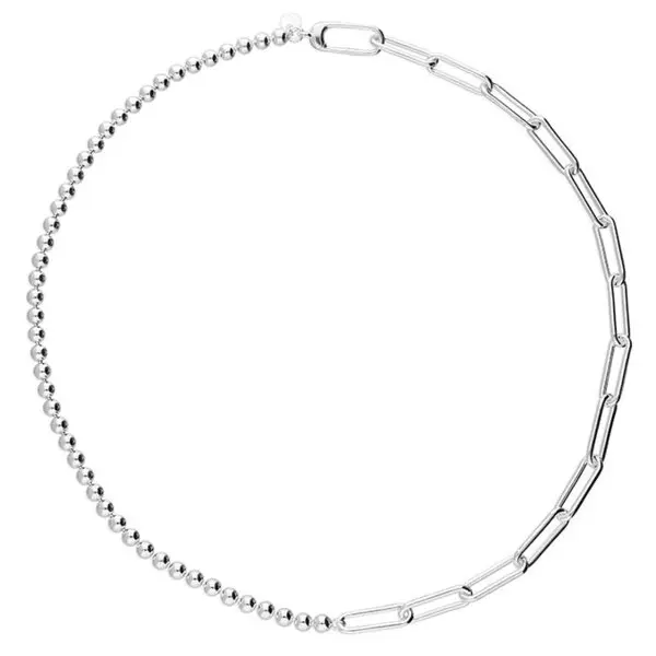 WARE COLLECTIVE Bead & Paper Clip Chain Necklace - Silver