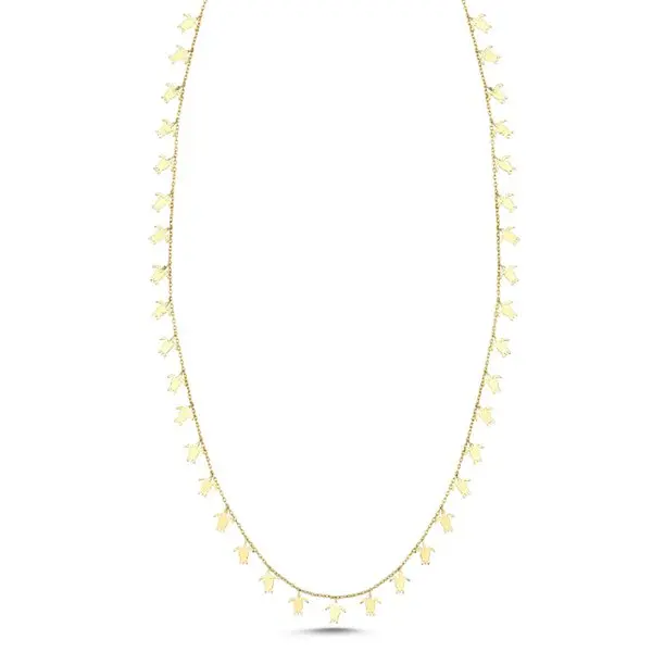 ECCE ARTISAN DIAMONDS Solid 14ct Gold Turtle Gold Seed Chain Necklace - Yellow