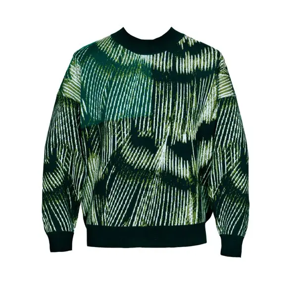 ESSIEN & EMRE Alatus Merino Wool Knitted Pattern Jumper Moss - Green