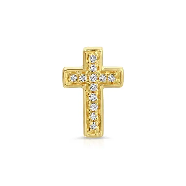 Maya Brenner Designs Pavé Charm Stud 14k Yellow Cross - Gold